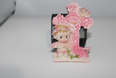 Ceramic Figurines Pink Baby Girl Cross For Anniversaries, Birthdays ...