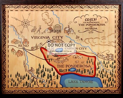 MAP OF THE PONDEROSA FROM THE TV SERIES "BONANZA" 8X10 PUBLICITY PHOTO ...