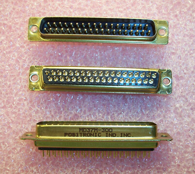 QTY (5) 37 POSITION VERTICAL DSUB PLUGS SZ 20 FIXED CONTACTS MD37M300 ...