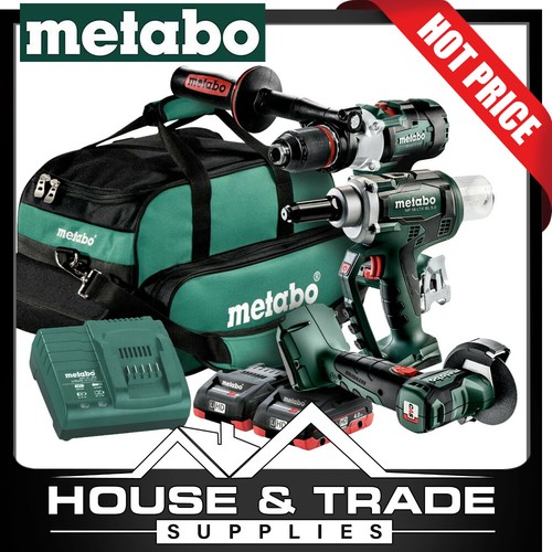 Metabo Brushless Hammer Drill Grinder & Rivet Gun Kit 3 Piece 4.0Ah ...