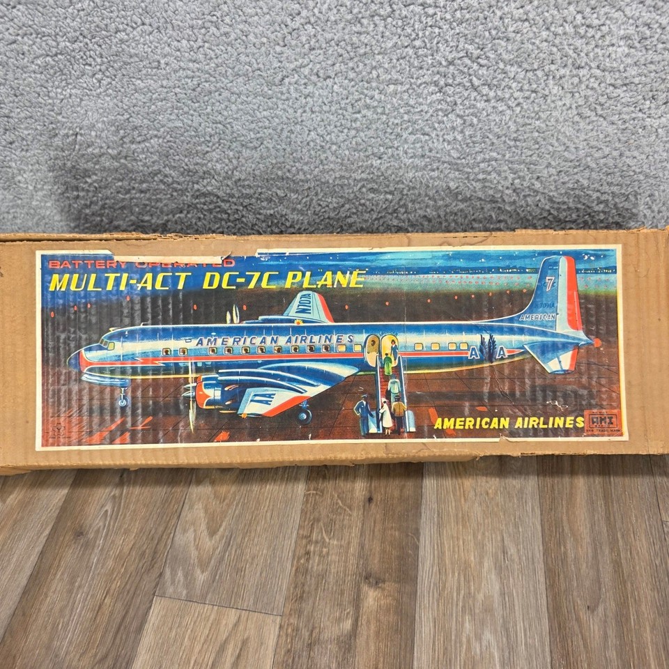 Vintage RMT American Airlines DC-7C Battery Operated Airplane Tin Toy ...