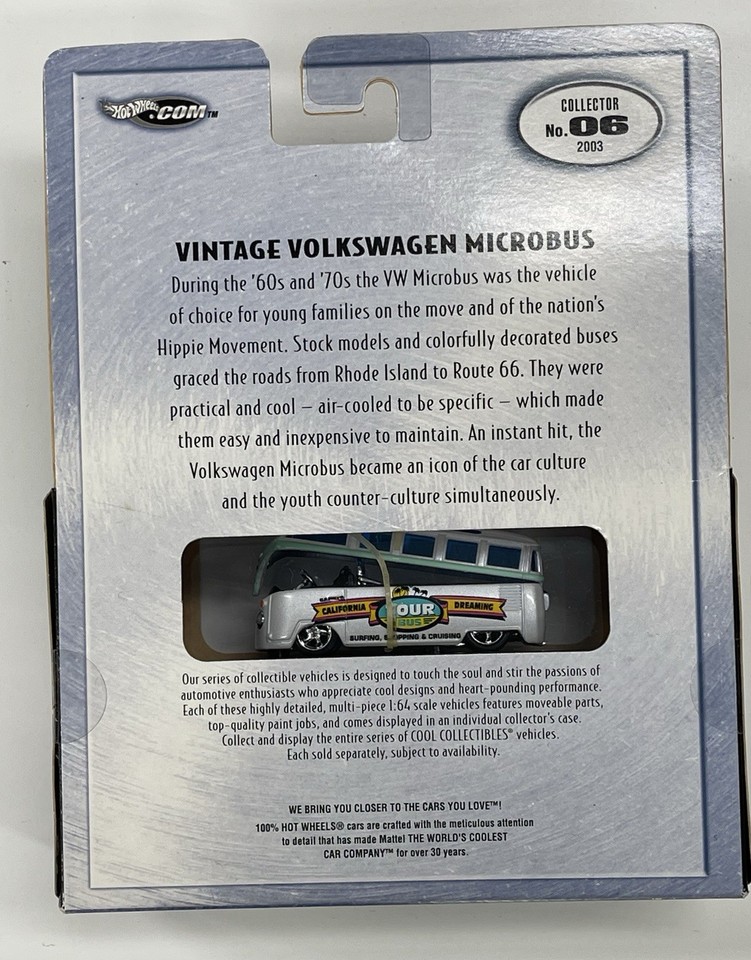 2001 Hot Wheels 100% VINTAGE VOLKSWAGEN MICROBUS "California Dreaming ...