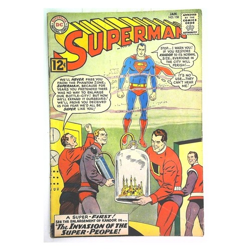 Superman #158 - 1939 series DC comics Fine minus Full description below ...
