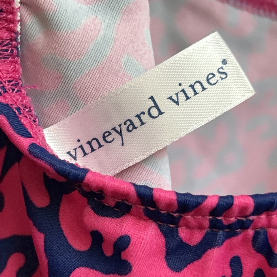 Vineyard Vines Pink & Blue Coral Reef Print Halter Tankini Swim Top ...