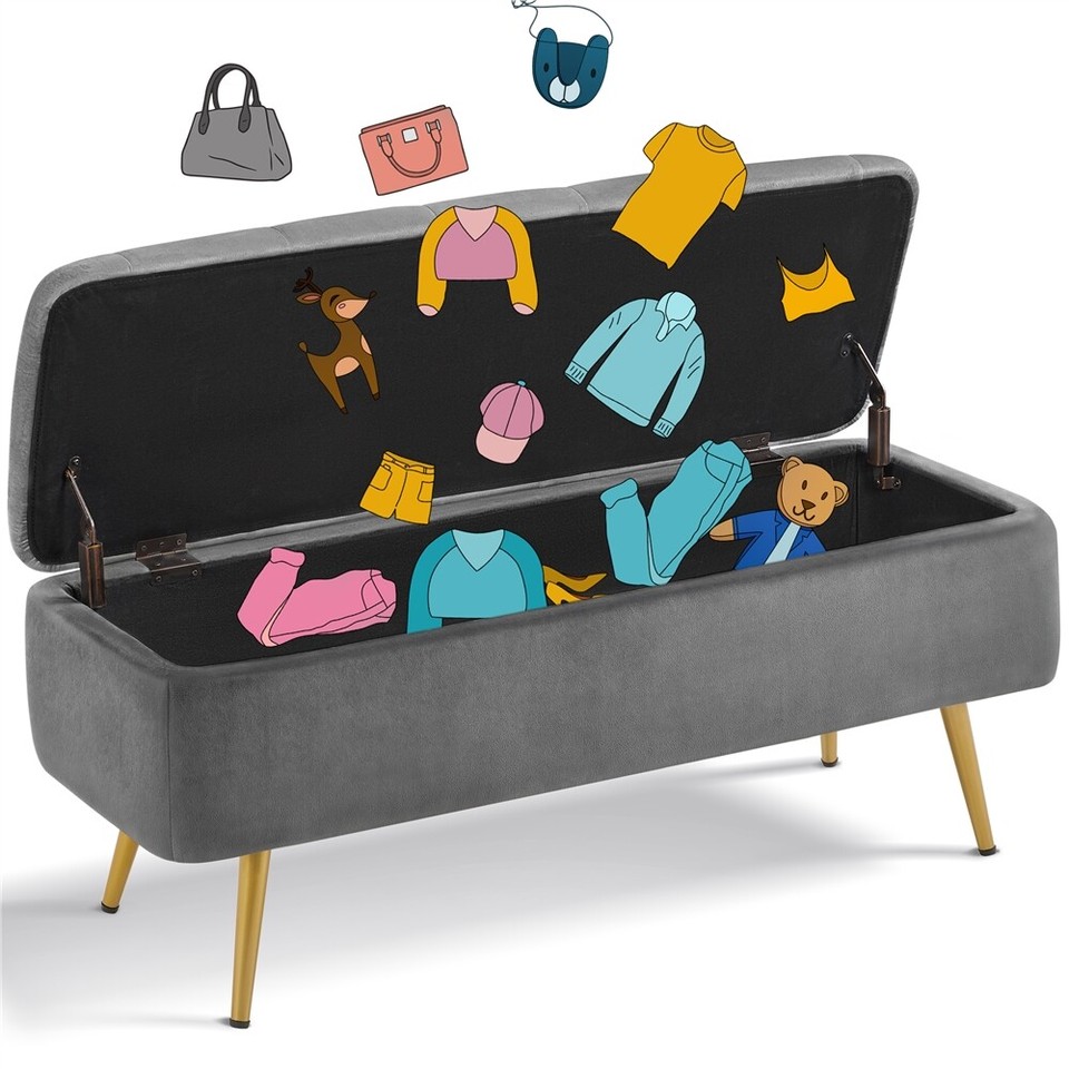 Modern Ottoman Footstool Bench with Storage Bench, Upholstered Bedroom ...