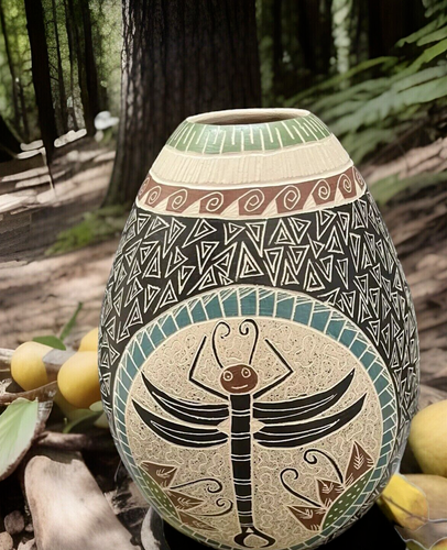 Mata Ortiz Pottery Cindy Ponce Paquime Etched Dragonfly Pot Olla Mexico ...