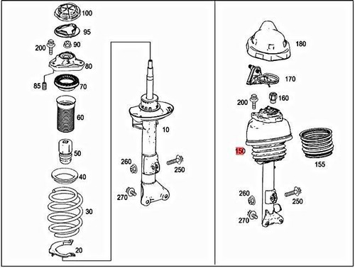Genuine MERCEDES C218 X218 CLS C218 Air suspension strut 2183206513 | eBay