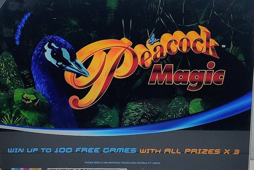 Aristocrat PEACOCK MAGIC MK6 / MK7 Slot Machine Plexi Glass Panel 18" x ...