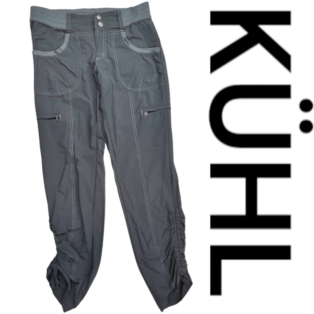 Kuhl Pants Womens 2 Cargo Tie Up Pockets Rouched Legs Gray Hiking ...