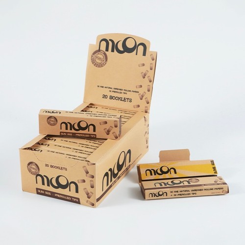 20 Packs MOON Unbleached Rolling Paper King Size with Pre-rolled Tips ...