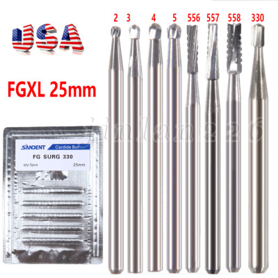 Dental Surgical Carbide Burs High Speed Long Shank FG SURG 25mm ...