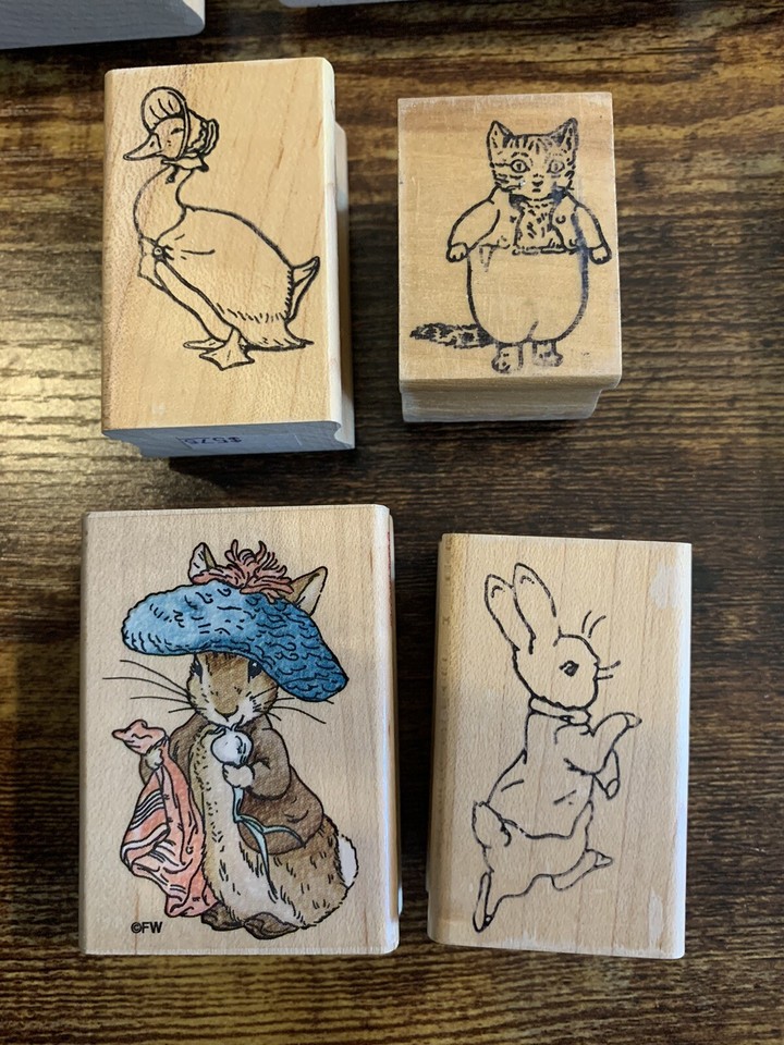 Lot of 8 Beatrix Potter Rubber Stamps Characters Peter Rabbit Toad ...