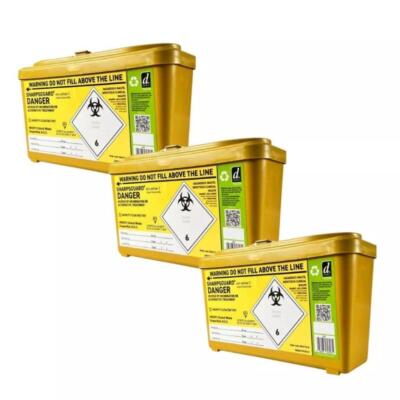 Sharpsguard Sharps Bin 1 Litre | Yellow Needle Box | Medical Waste Tub ...