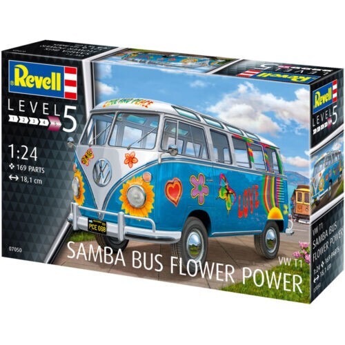Revell VW Bus T1 Samba Flower Power 1:24 Scale Model Car KIT #7050~NEW ...