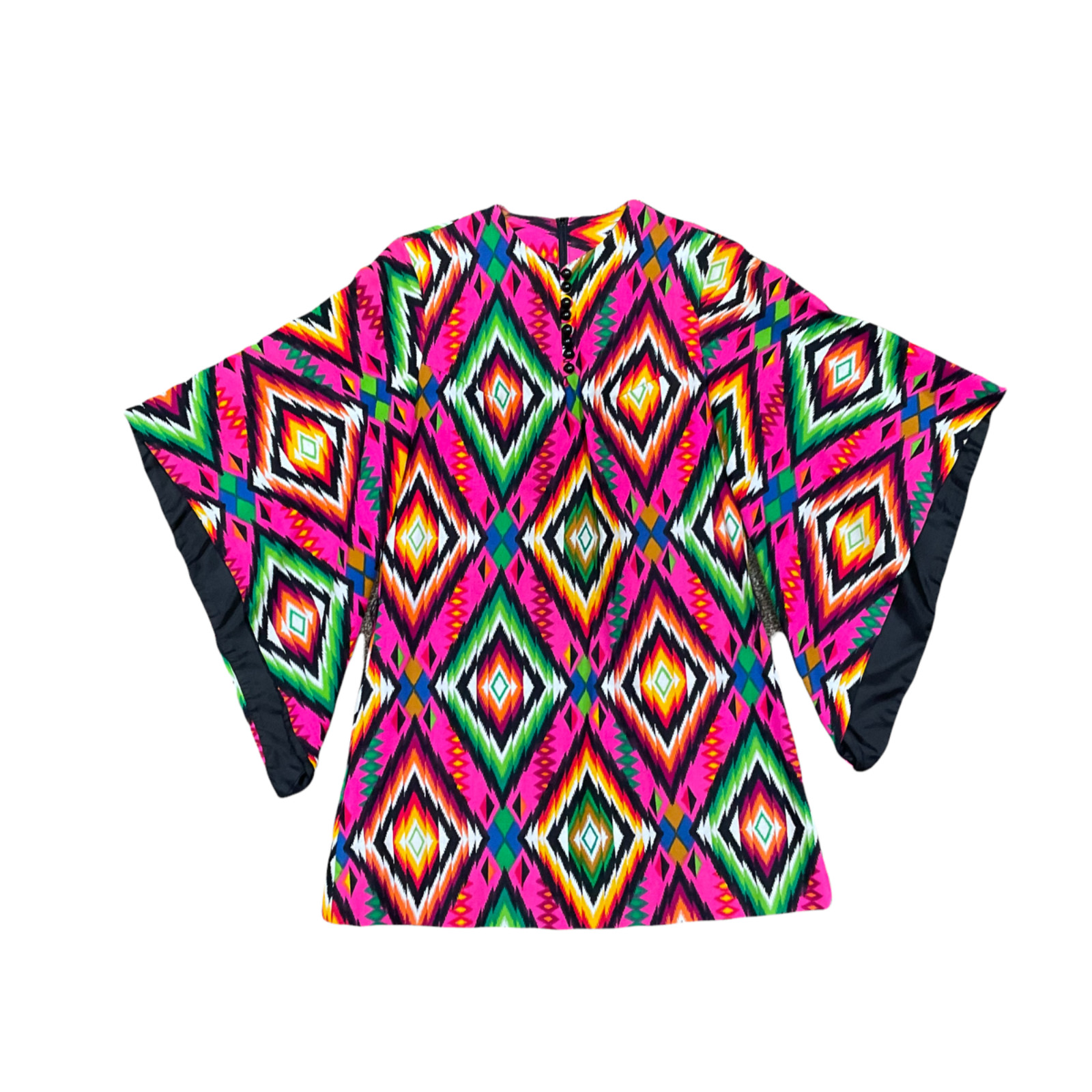 1970s Tunic Top Mini Dress Ethnic Aztec Print Hippie … - Gem