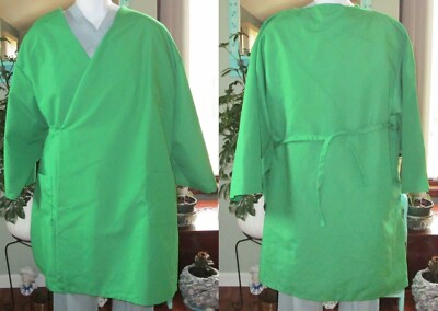 Wraparound Smock Gown 3 Pocket 3/4 Sleeve Medical Butcher 37" Length Sz ...
