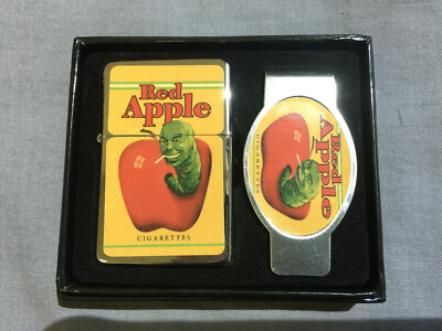 Vintage Red Apple Ad D 21 Oil Lighter and Money Clip Gift Set | eBay