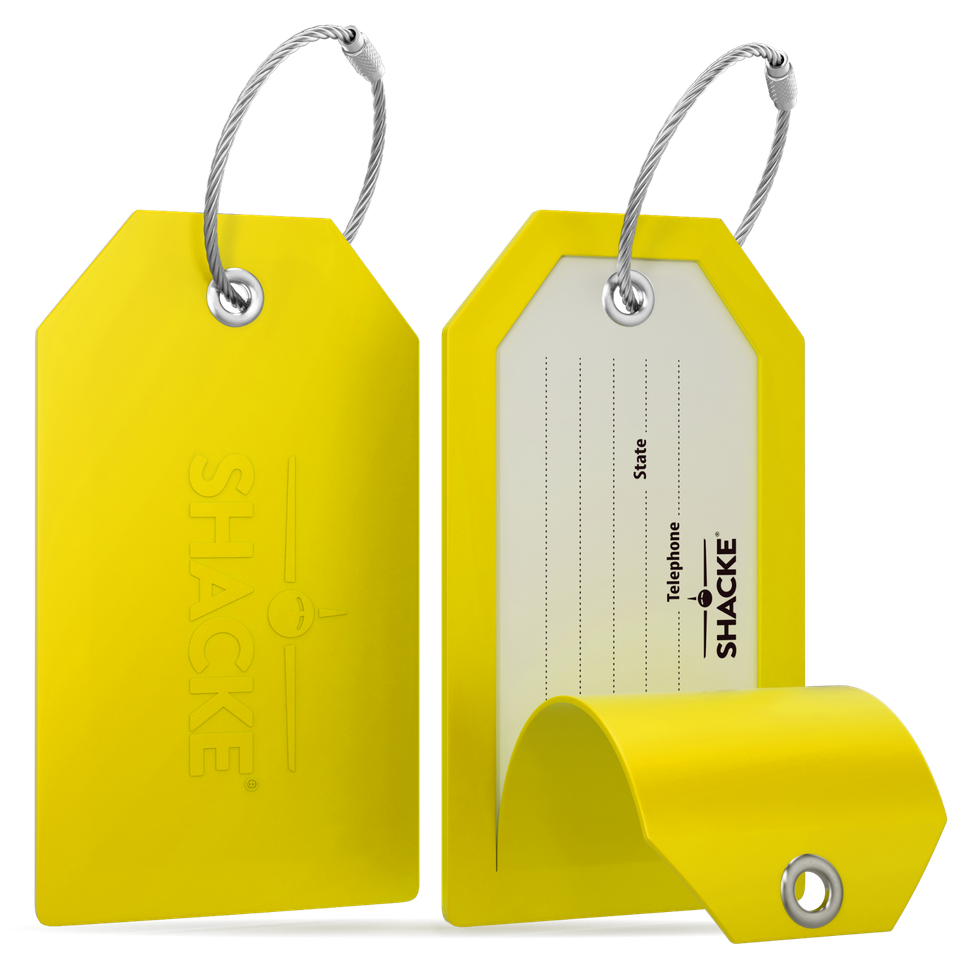Shacke Luggage Tags with Full Back Privacy Cover w/Steel Loops - Set of ...