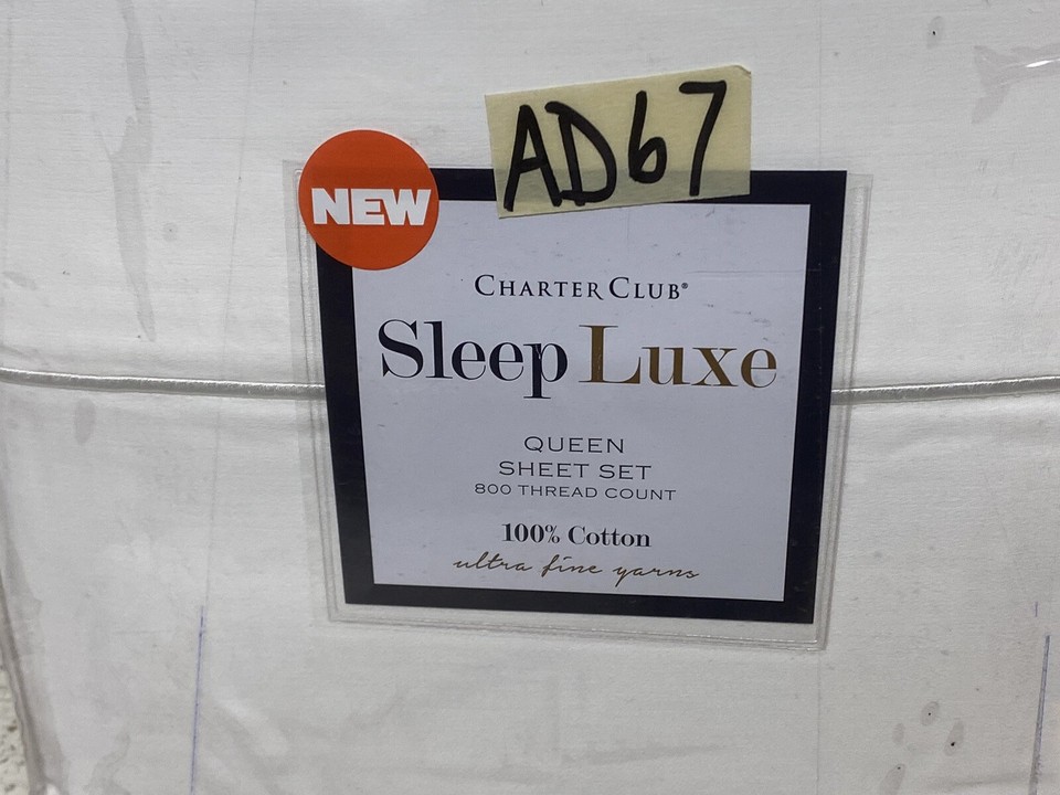 Charter Club Sleep Luxe 800TC Cotton 4 Piece Queen Sheet Set White New ...
