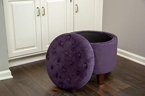 Velvet Tufted Round Storage Ottoman With Removable Lid Purple | eBay