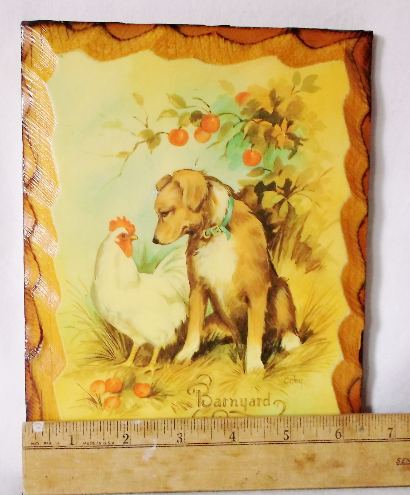 Vintage Barnyard Bosses Rooster & Dog by Coby Wood Wall Art Plaque | eBay
