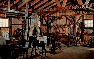Postcard Interior Pioneer Blacksmith Shop Swiss Historical Village New ...