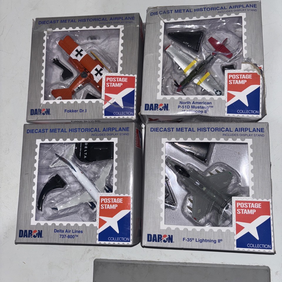 Lot Of 4 DARON Postage Stamp Collection Diecast Airplanes Scale 1/300 ...