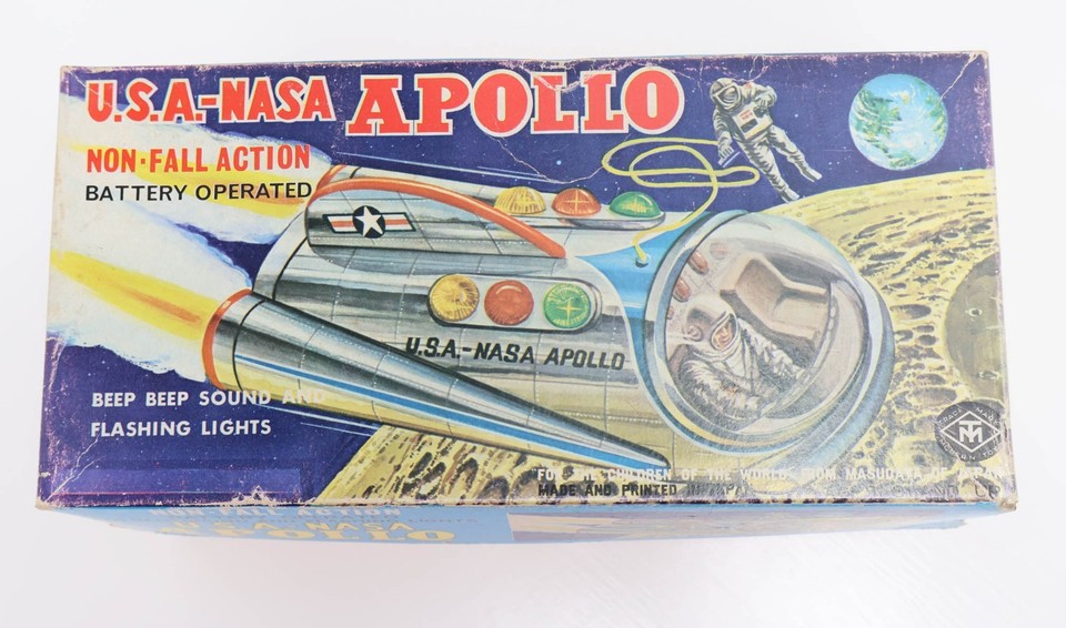 Vintage Battery Operated USA-Nasa Apollo Spaceship Tin Toy W/Box Japan ...