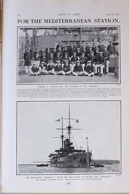 1903 PRINT CAPTAIN DENISON & OFFICERS OF MONTAGU BATTLESHIP ...