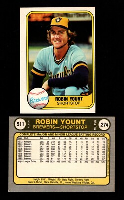 GTSTAMPS, BASEBALL, 1981 Fleer Baseball #511 Robin Yount, Shortstop ...