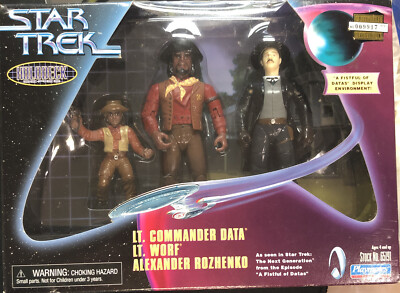 1998 playmates Star Trek Holodeck series figurines Data/worf/rozhenko ...
