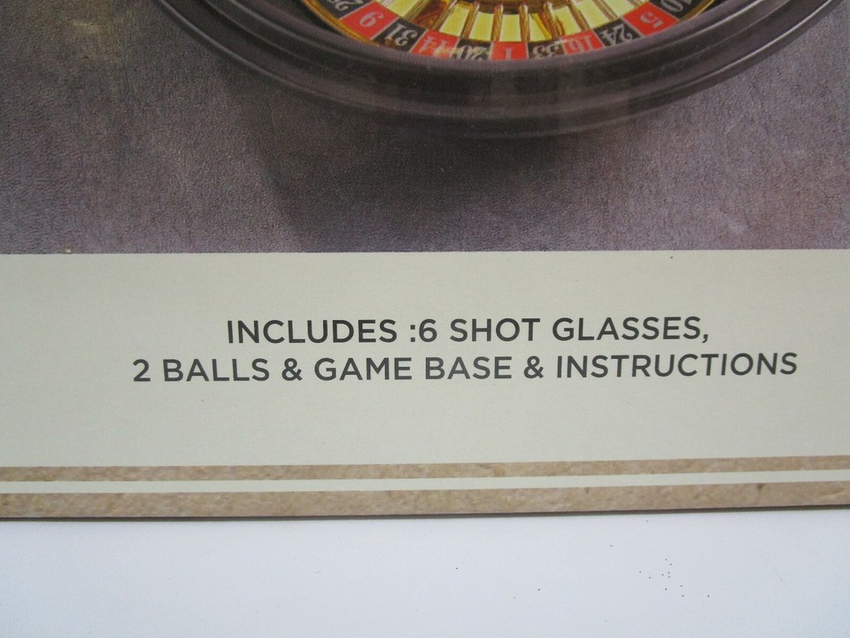 New In Box Roulette Bar Game Casino Wheel 6 Numbered Shot Glasses 2 ...