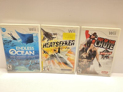 Lot of 3 Wii Games incl. Heatseeker, Out of the Chute, Endless Ocean ...