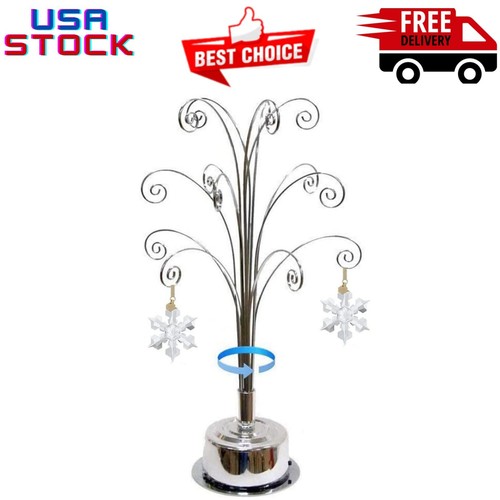 Ornament Tree Display Stand Rotating Holder Hanger 16.75 Inch Wire Hook ...