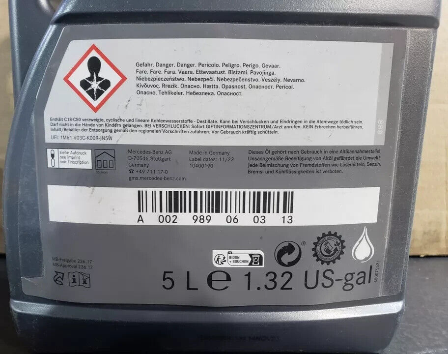 Mercedes-Benz MB 236.17 ATF D971 Automatic Transmission Fluid 5L Jug | eBay