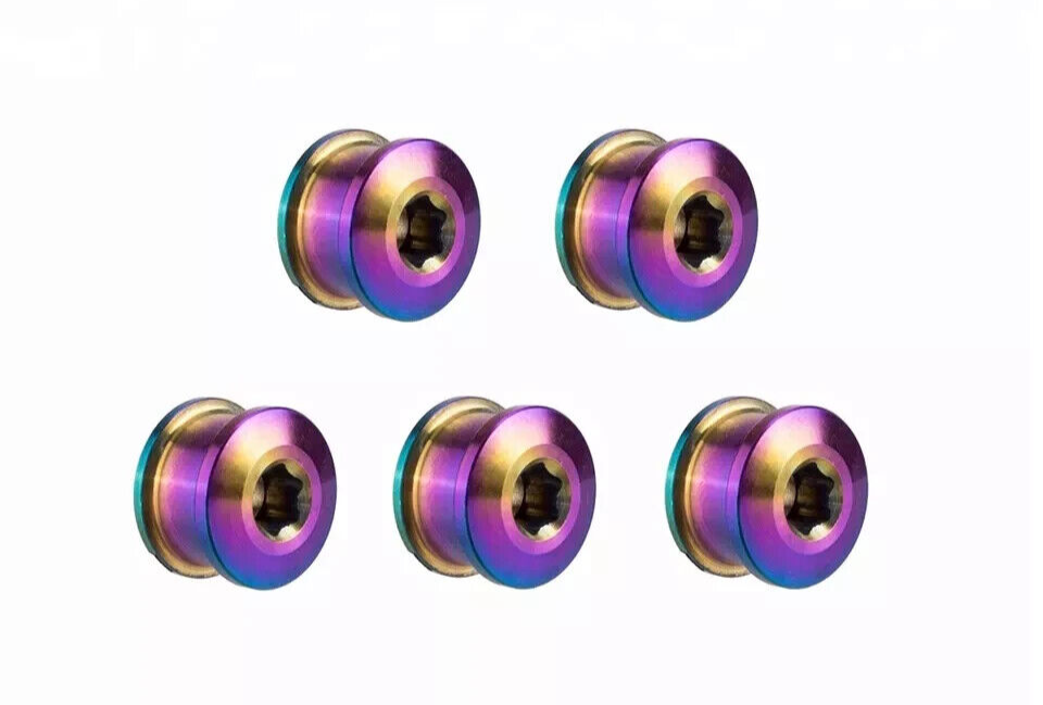 Titanium Crankset Chainring Bolts Rainbow Oil Slick 5mm Fixed Road ...