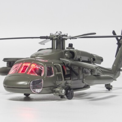 11" Black Hawk Helicopter Diecast Model Toy Kids Sound&Light ...