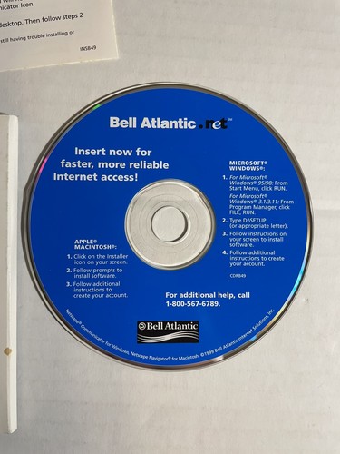 Vintage Bell Atlantic.net Internet Access CD-ROM | eBay