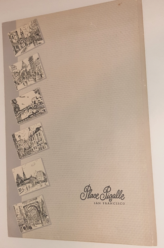 1950s Menu PLACE PIGALLE French Fancy Restaurant San Francisco, CA | eBay