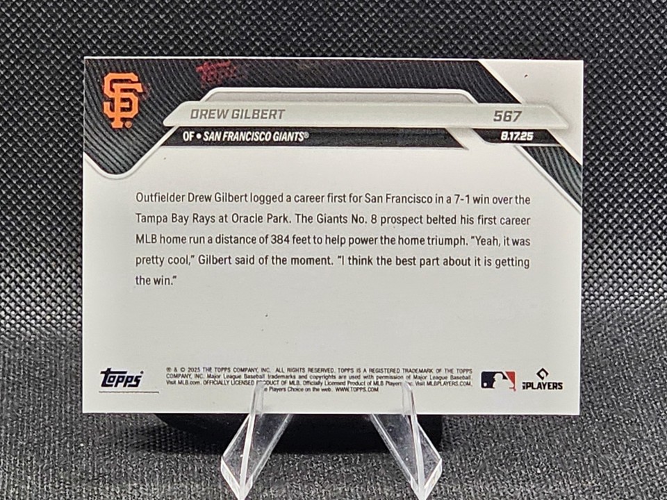 Drew Gilbert - 1st MLB HOME RUN - 2025 Topps Now #567 - Giants | eBay