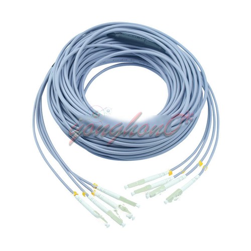 20M Indoor Armored Cable Multi-Mode LC-LC 4 Strand 9/125 Fiber Optic ...