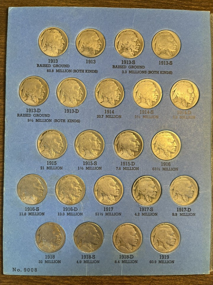Buffalo Nickel Complete Set Collection Nickels Lot 1913-1938 in Whitman ...