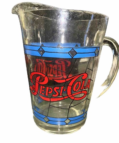 Vintage Pepsi Cola 64 ounce 1970s Pitcher Tiffany glass design pitcher ...