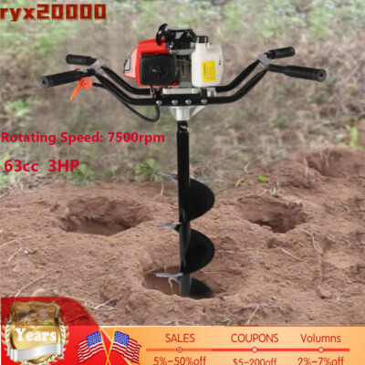 Two Men 2 Stroke 3HP Gas Power Post Hole Digger Honda Engine with 8 ...