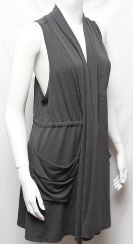 NWT CAbi Spa Vest Draped w/Pockets Gray Tie at Waist Sz S | eBay