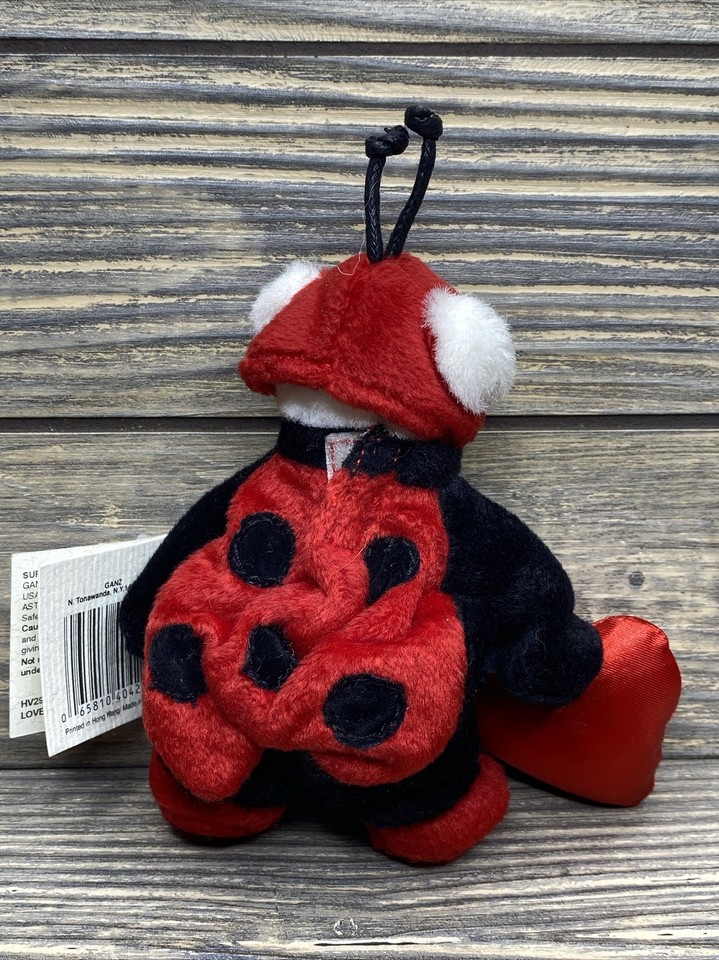 Vtg Ganz Wee Bear Village 1995 White Bear Loveable Buggables Lady Bug ...