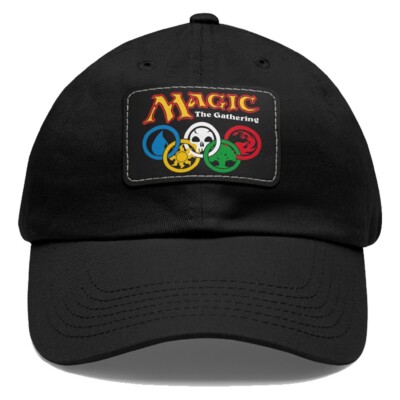 MTG Magic The Gathering Black Dad Hat with Leather Patch - Adjustable ...