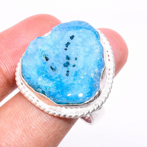 Blue Solar Quartz Gemstone 925 Sterling Silver Jewelry Ring Size 9 | eBay