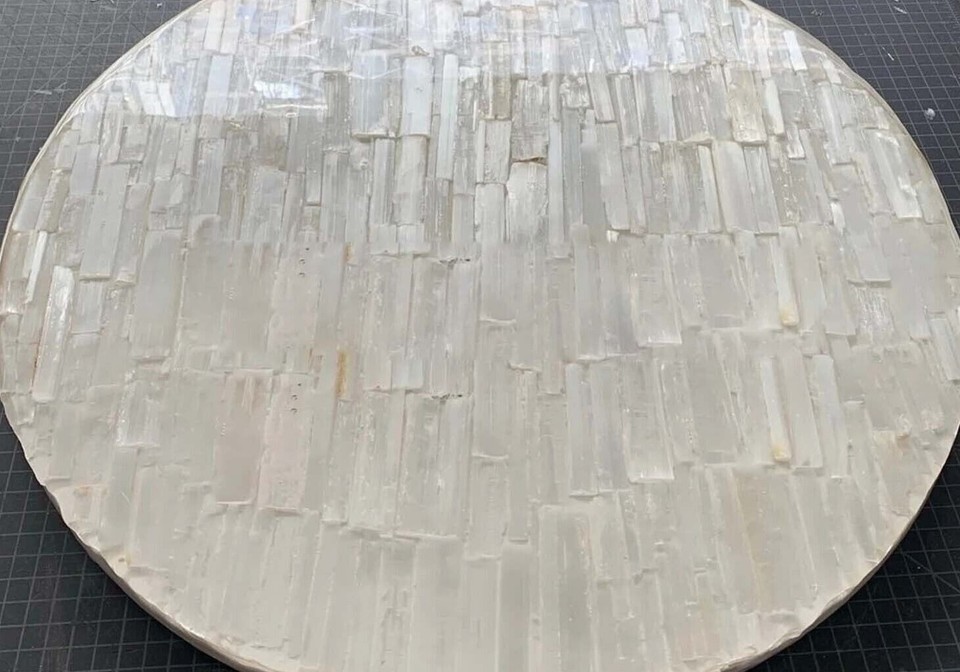Round Selenite Coffee Table Tops, Handmade Furniture, Selenite Gemstone ...