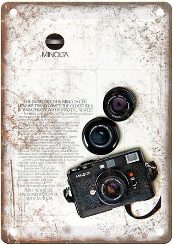 1981 Minolta Vintage Film Camera Advertisement Retro Look Metal Sign ...